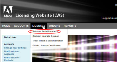 Adobe Licensing Website | Serial numbers, orders, and accounts